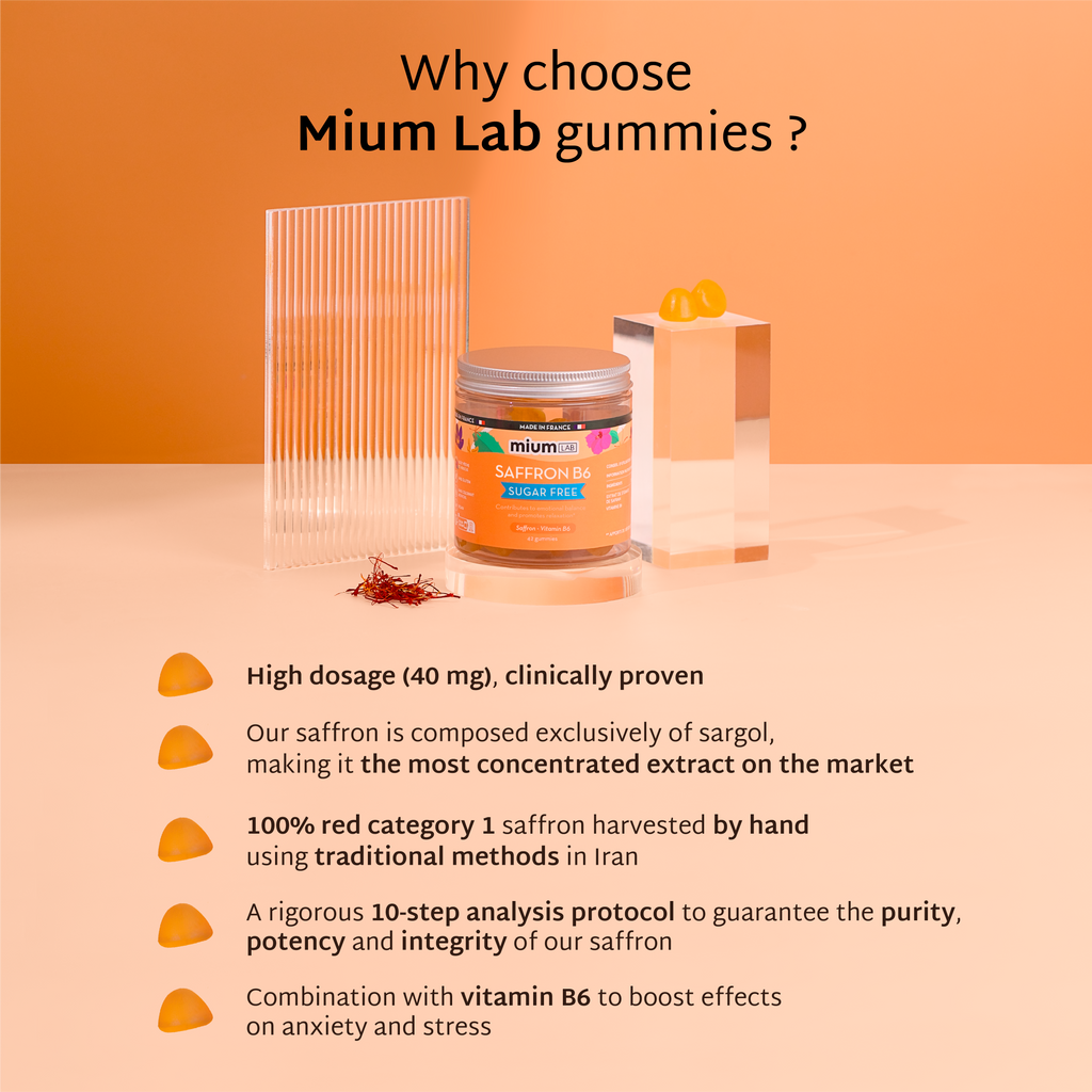 Saffron and vitamin B6 gummies - Regulates mood disorder - Mium Lab
